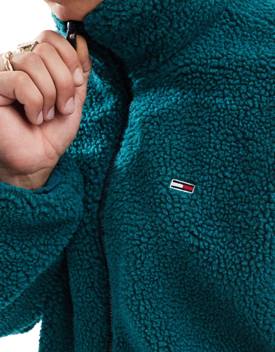 Tommy Jeans reversible teddy jacket green colourblock – n’shpishop