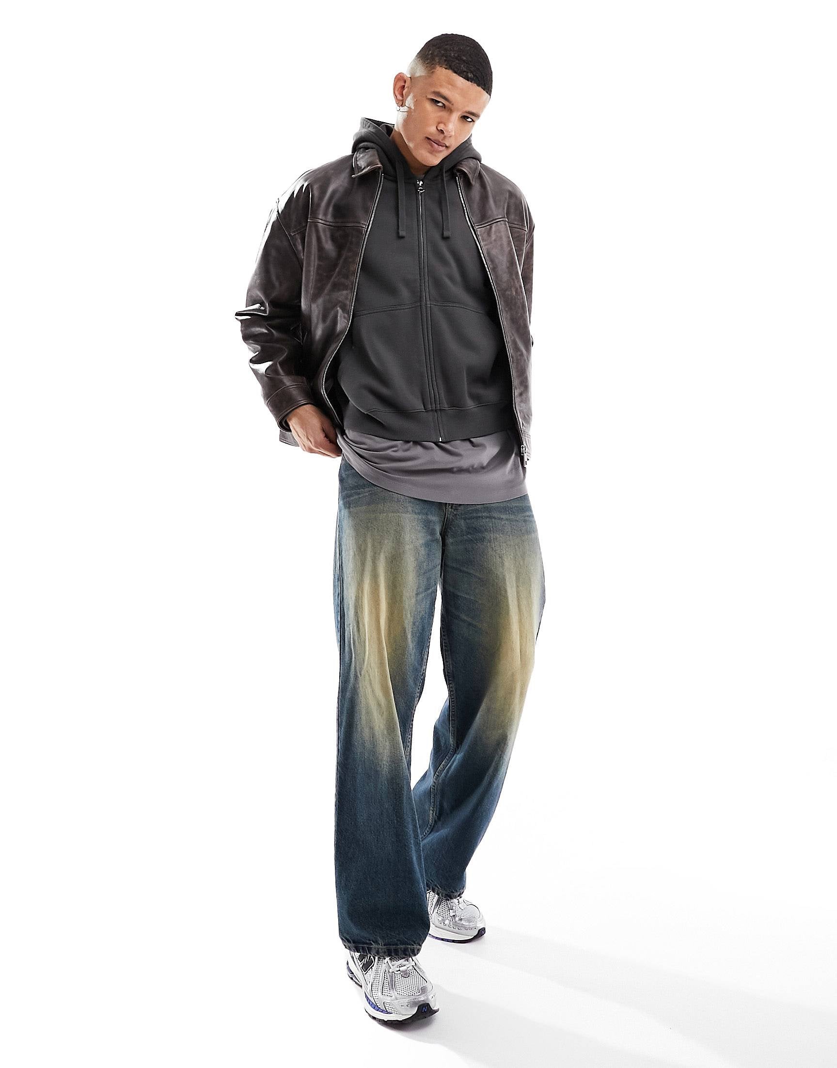 Weekday boxy fit zip through hoodie black – n’shpishop