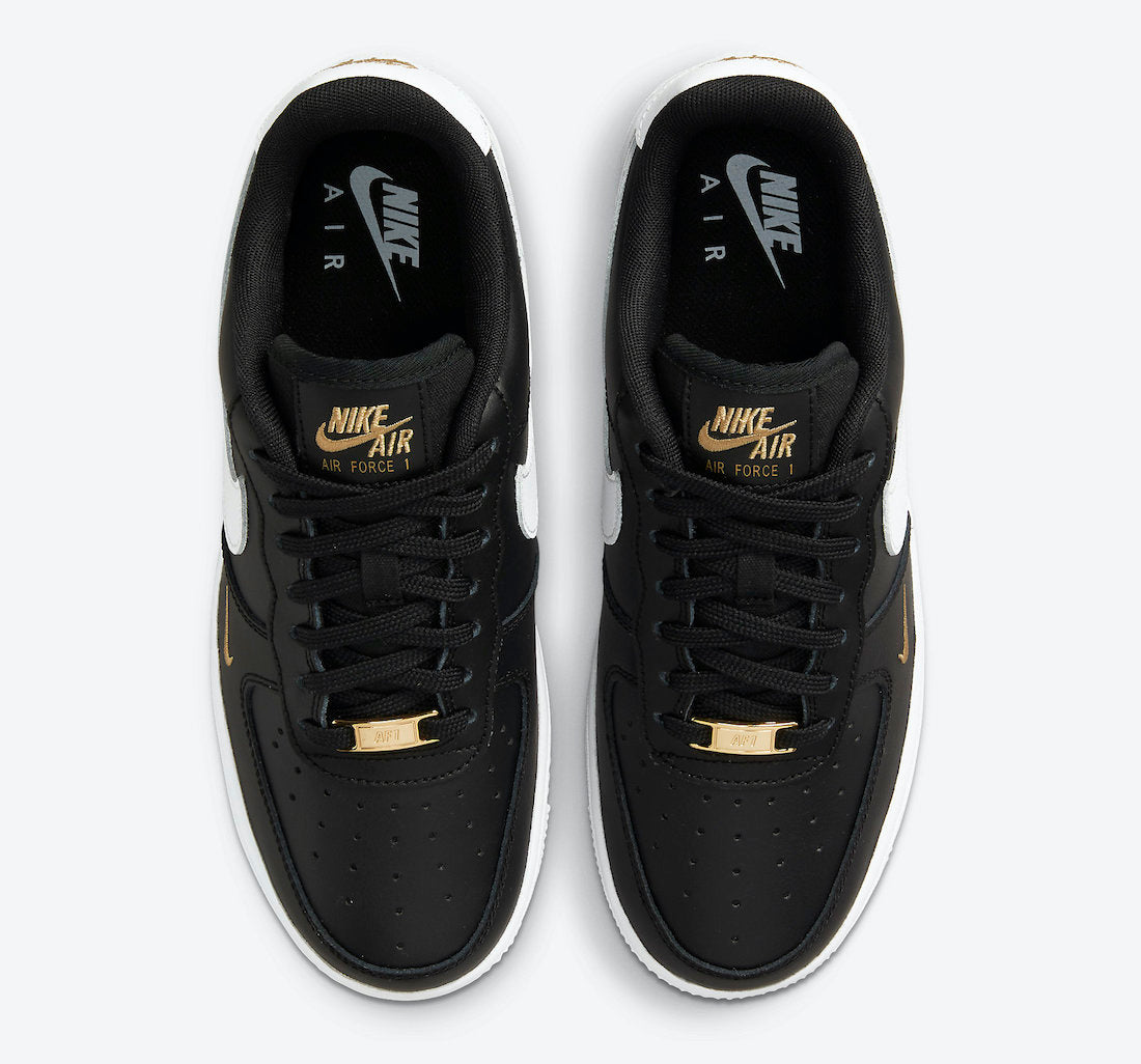 Nike Air Force 1 Essential Black Gold Mini Swoosh – n’shpishop