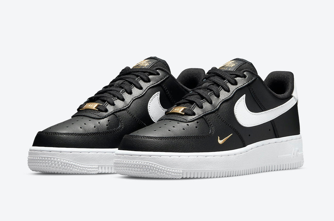 Nike Air Force 1 Essential Black Gold Mini Swoosh – n’shpishop