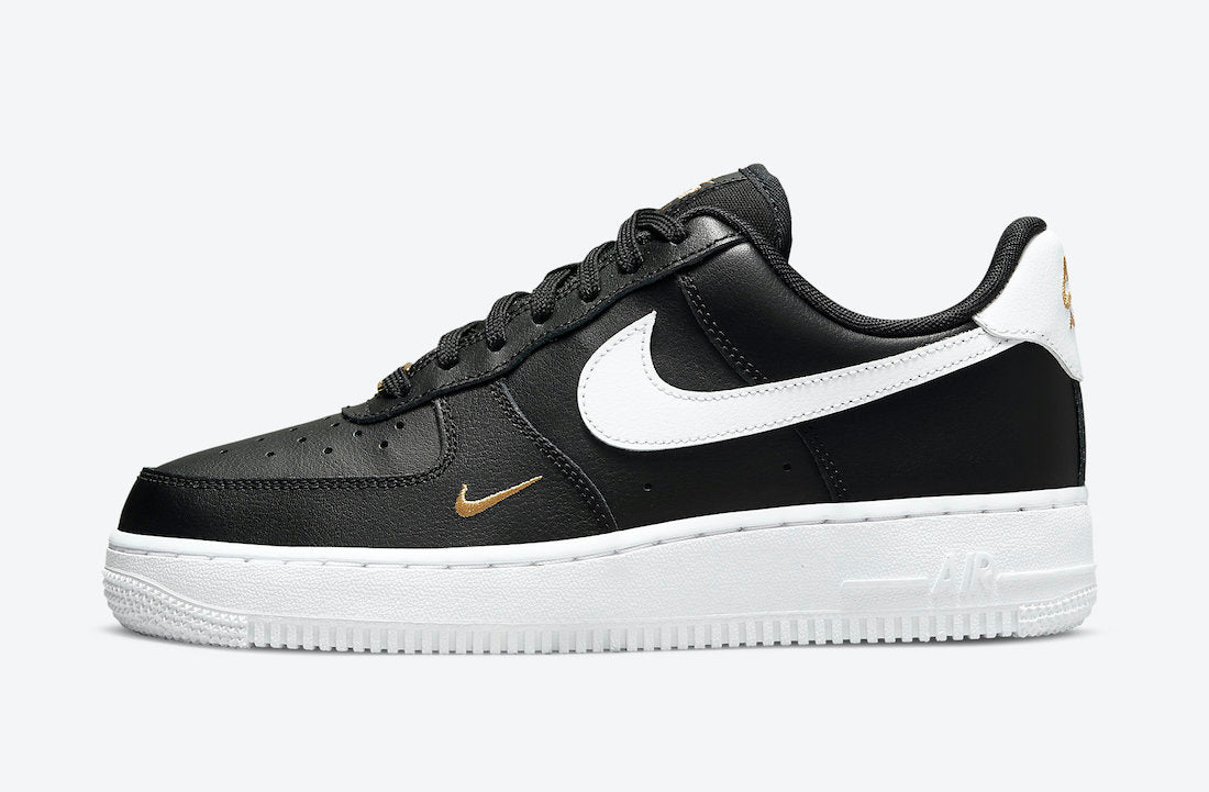 Nike Air Force 1 Essential Black Gold Mini Swoosh – n’shpishop